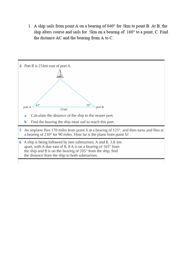 Sine - Cosine Rule + Bearings Worksheet | PDF | Home & Garden