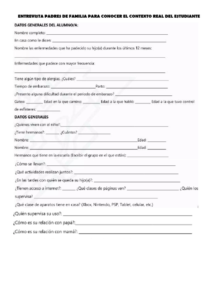 Entrevista A Padres de Familia | PDF