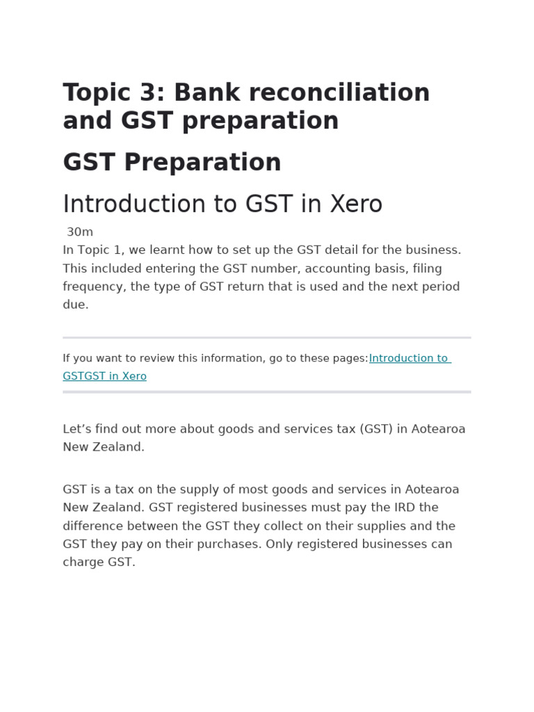 GST Preparation and Reconciliation in Xero | PDF | Accounts Payable ...