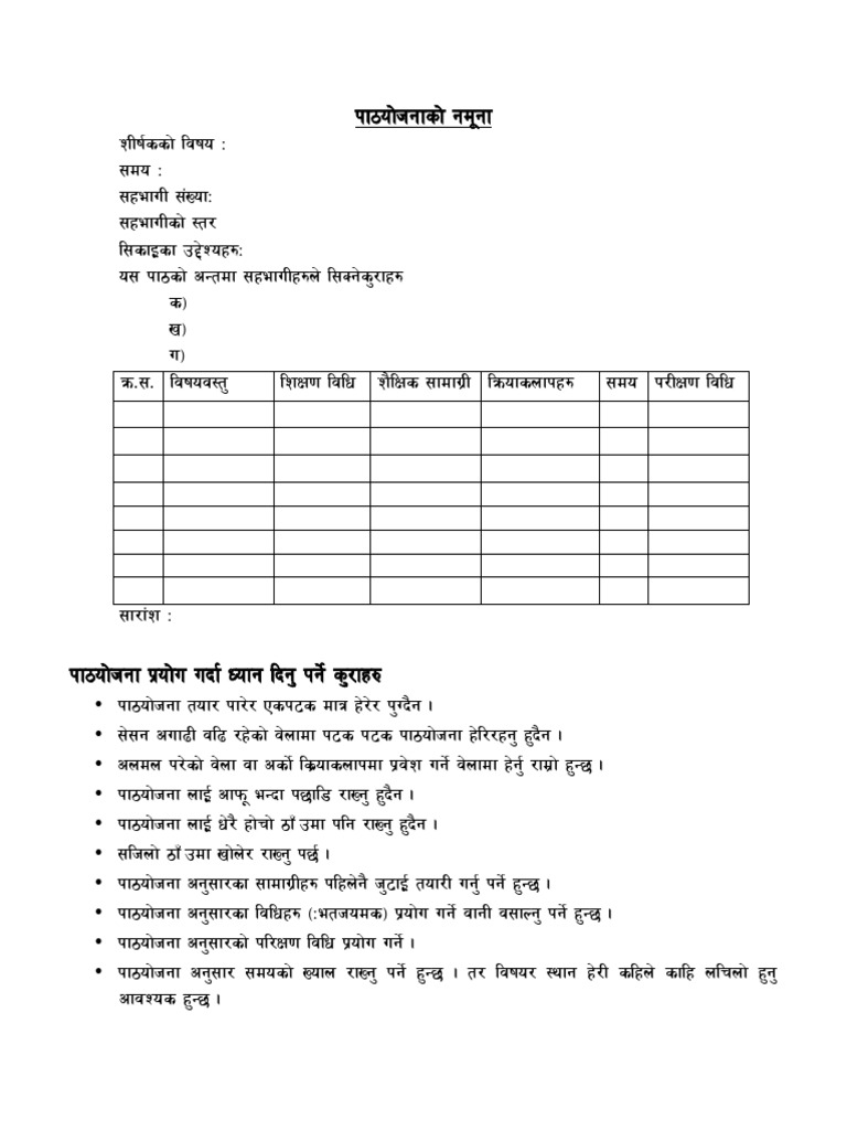 Lesson Plan, Proposal - Checklist | PDF | Career & Growth