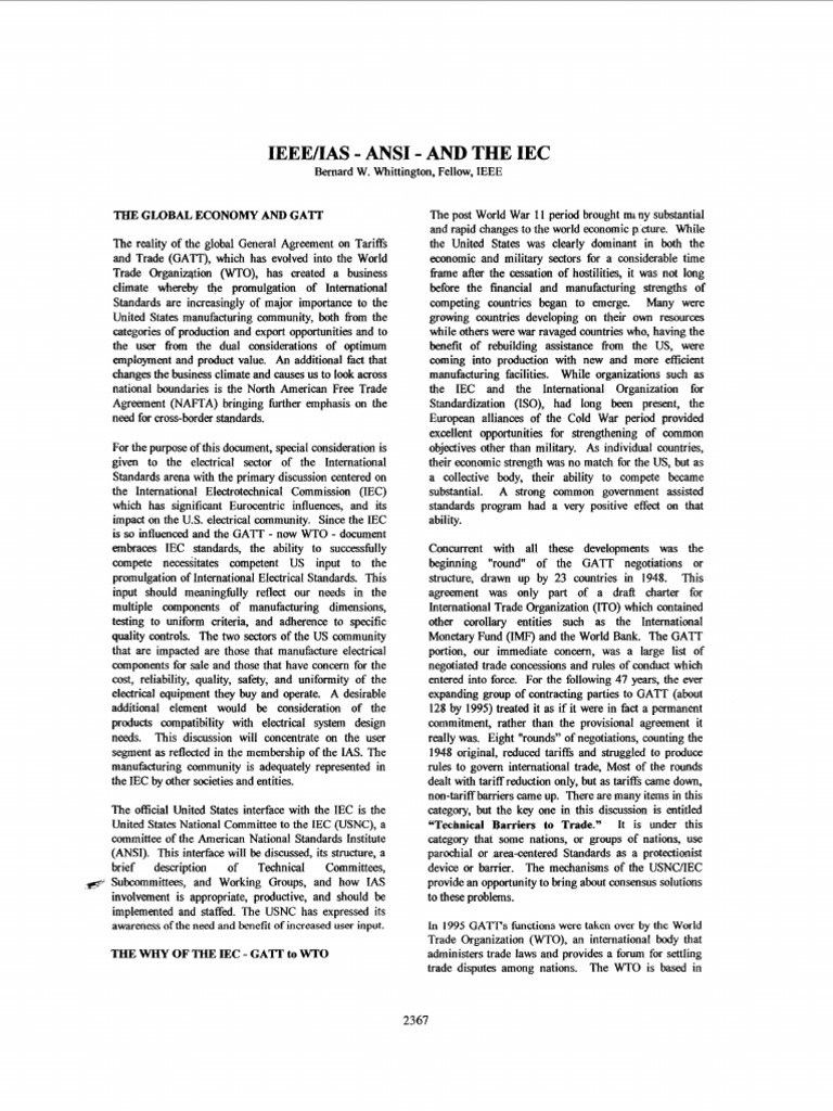 Ieee Ias - Ansi - and The Iec | PDF | International Electrotechnical ...