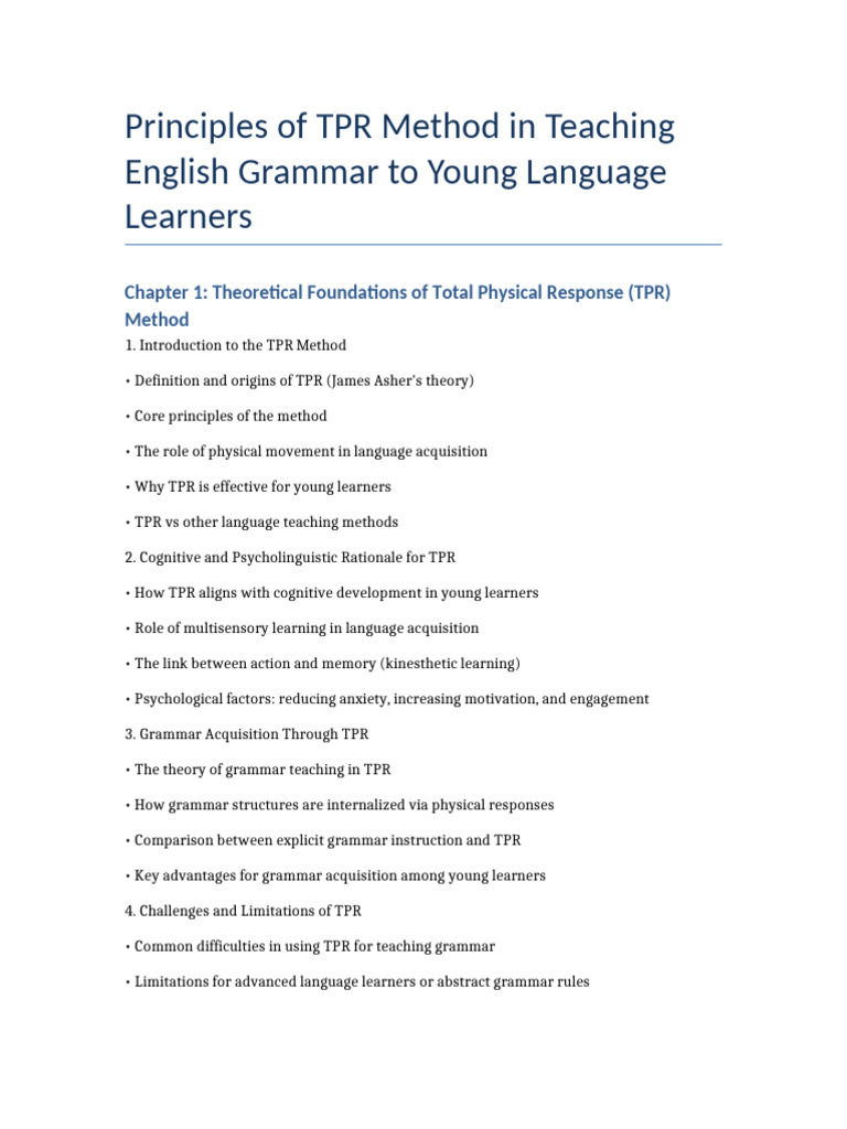 TPR Method Graduation Project Plan-1 | PDF | Education Theory | Learning