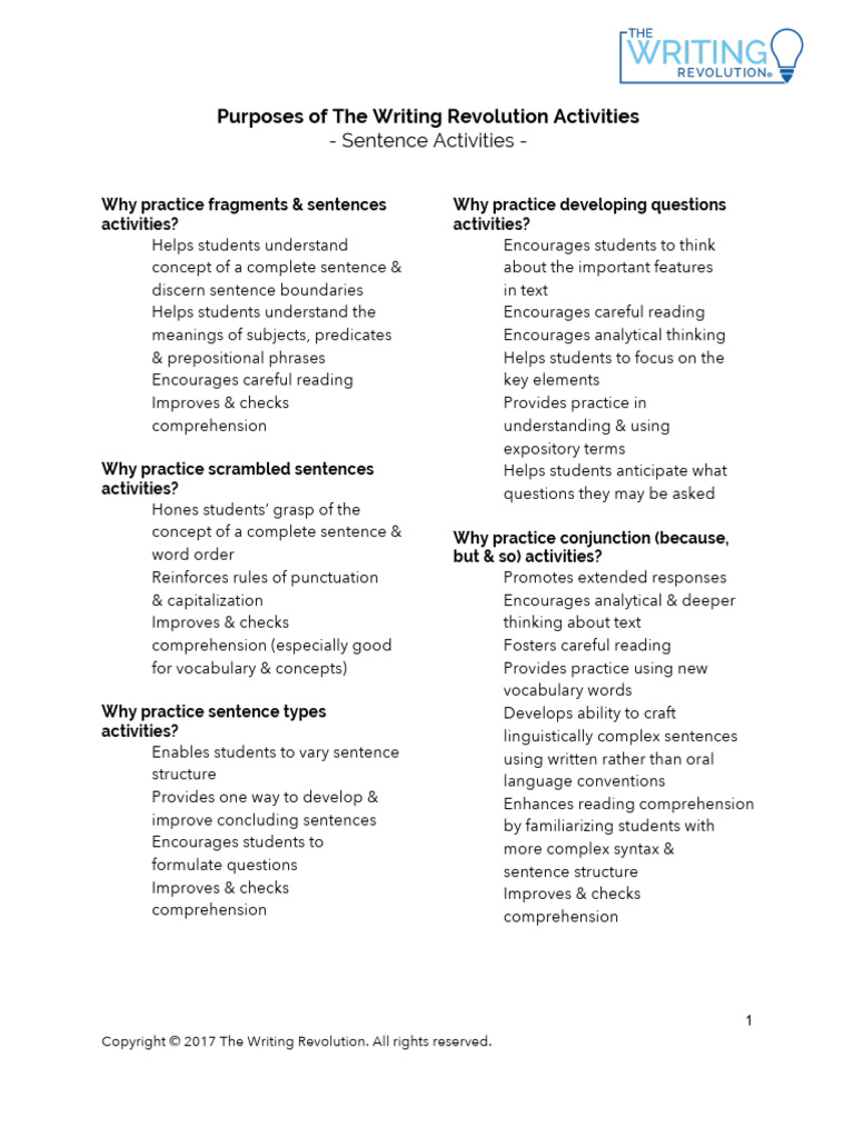 Purposes of TWR Activities | PDF | Reading Comprehension | Sentence ...