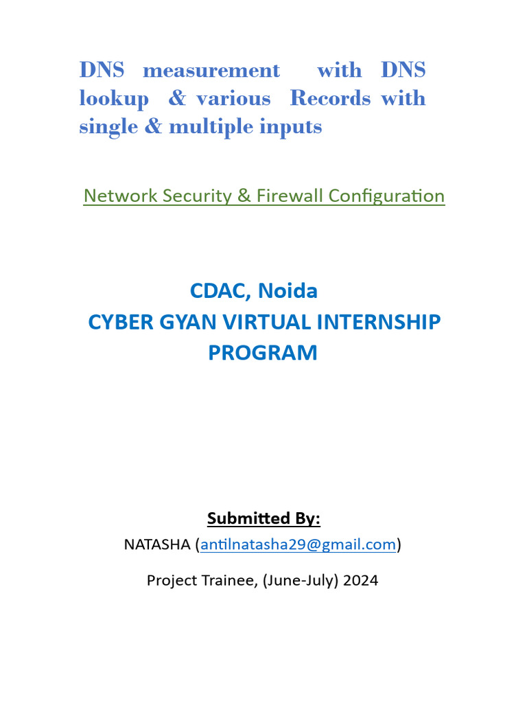 Natasha Project Report Cybergyan Virtual Internship | PDF | Domain Name ...