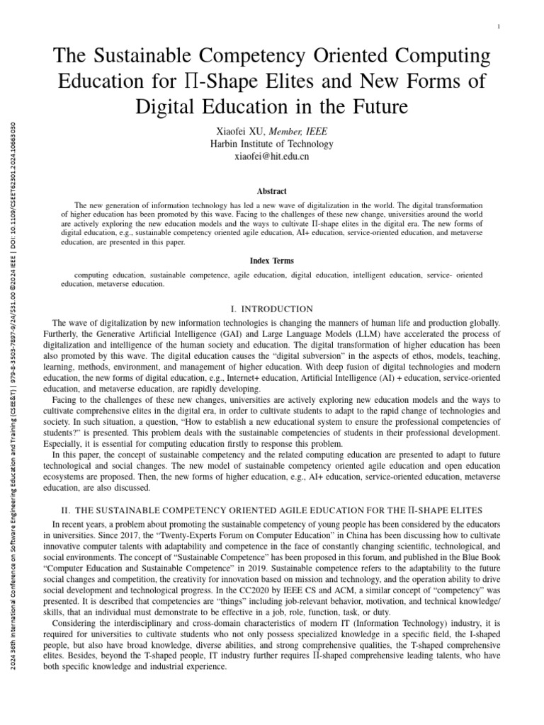 The Sustainable Competency Oriented Computing Education For IT-Shape ...