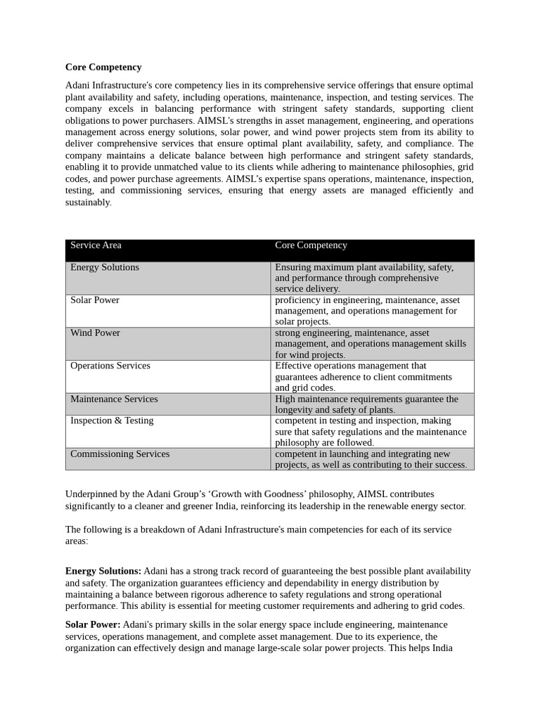 Core Competency | PDF | Sustainability | Wind Power