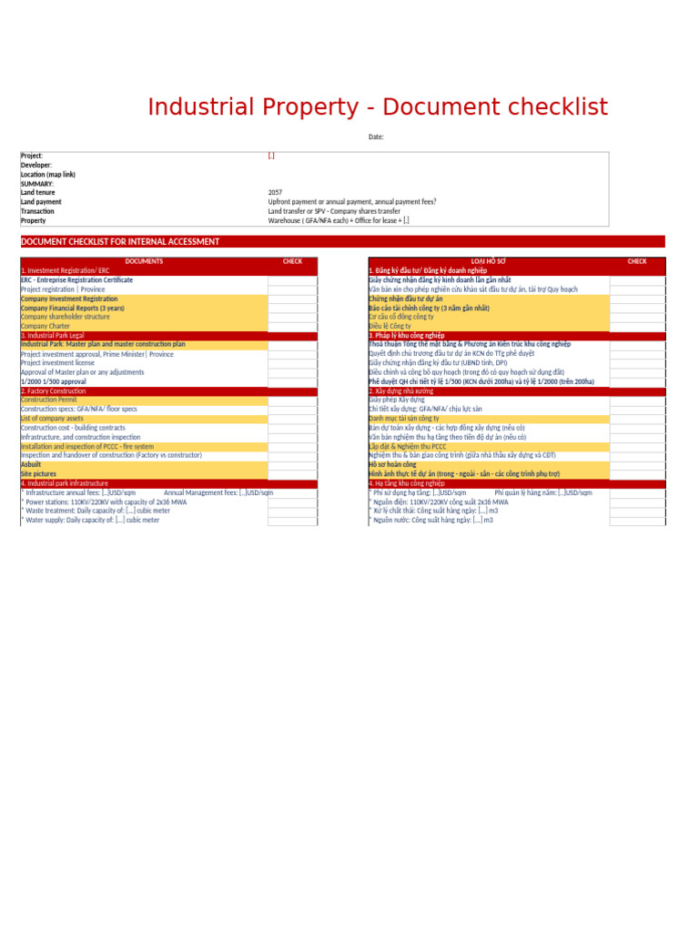 2024 Industrial Checklist - Template | PDF