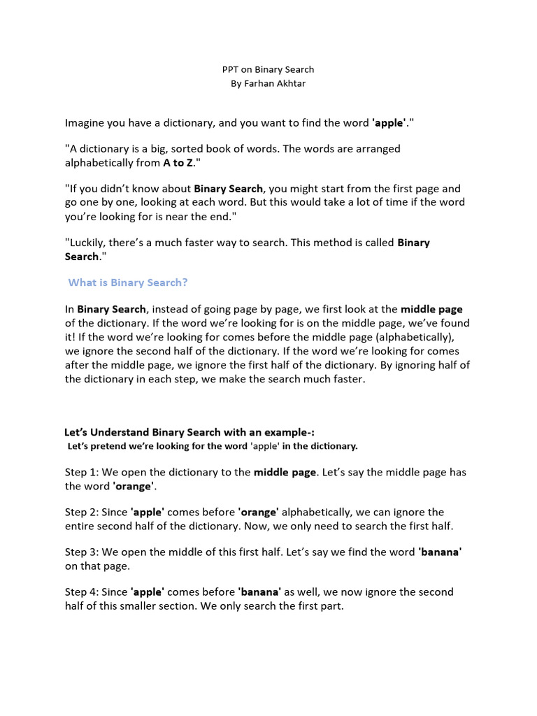 PPT on Binary Search | PDF | Applied Mathematics | Theoretical Computer Science