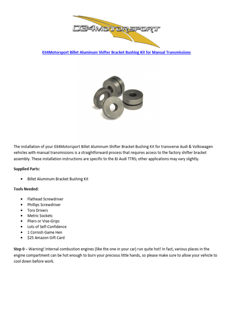 034motorsport Billet Aluminum Shifter Bracket Bushings 034 508 3005 ...