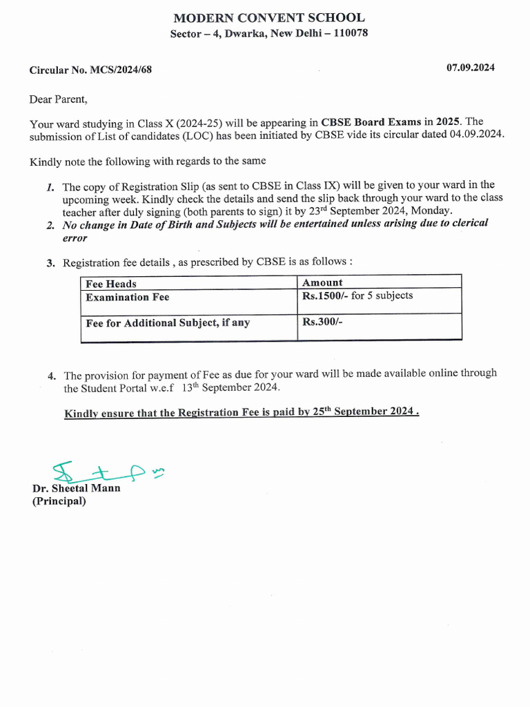 Circular Class X CBSE LOC 202425 | PDF