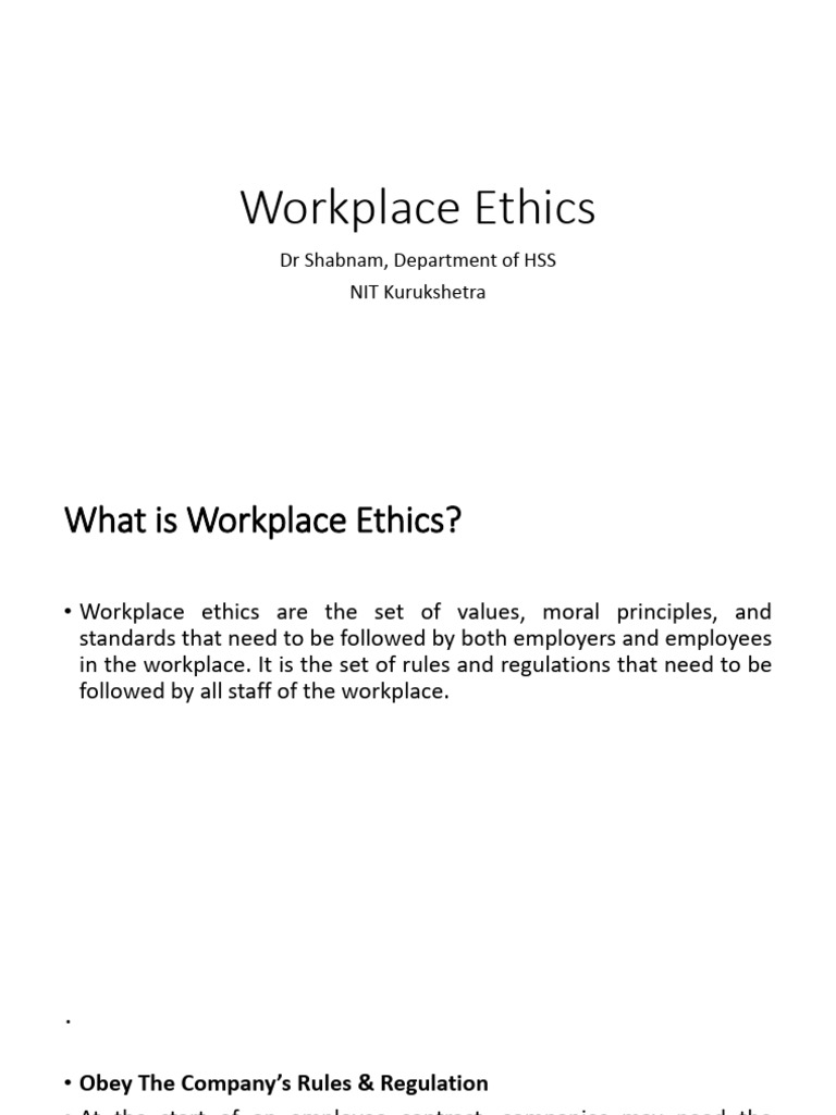 Workplace Ethics | PDF | Employment | Working Time