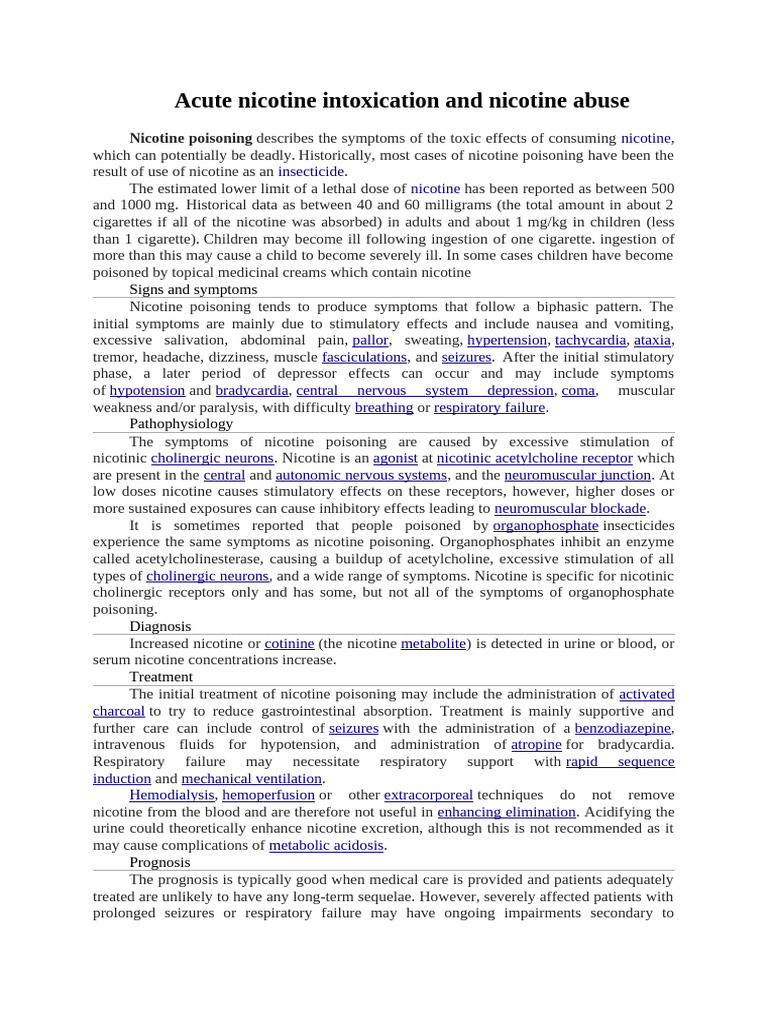 Acute Nicotine Intoxication and Nicotine Abuse | PDF | Nicotine ...