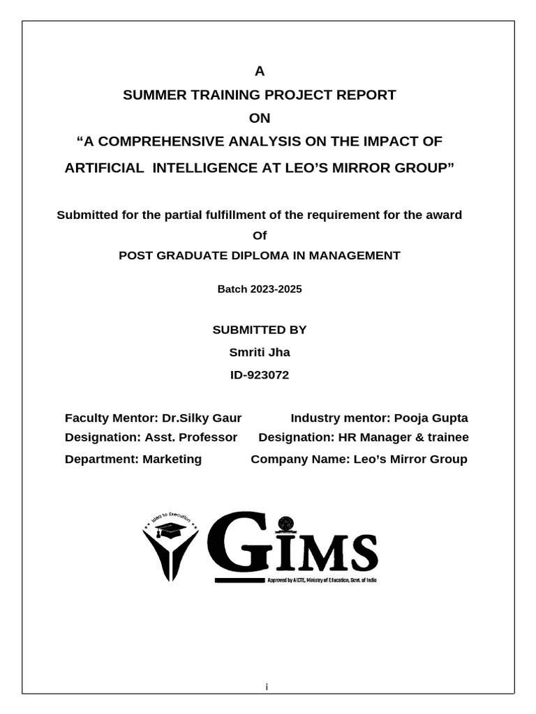 Smriti Sip Report Final | PDF | Digital Marketing | Brand