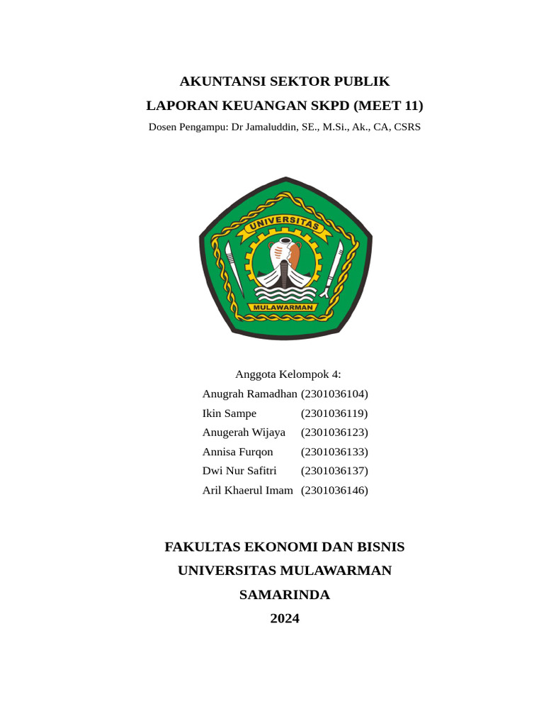 Kelompok 4 - Laporan Keuangan SKPD A (1) - 1 | PDF