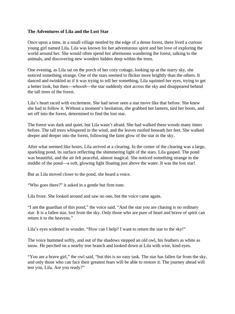 The Adventures of Lila and The Lost Star | PDF | Art | General Fiction