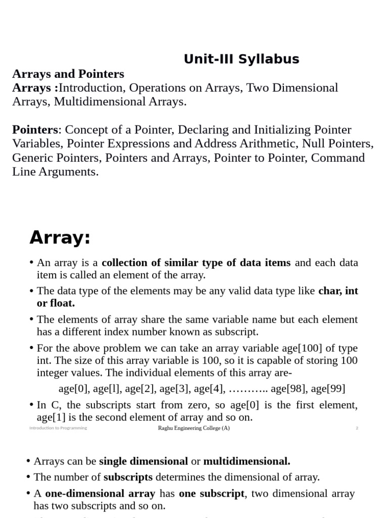 Array 1d Presentation1 Pdf Pointer Computer Programming Integer Computer Science 8125