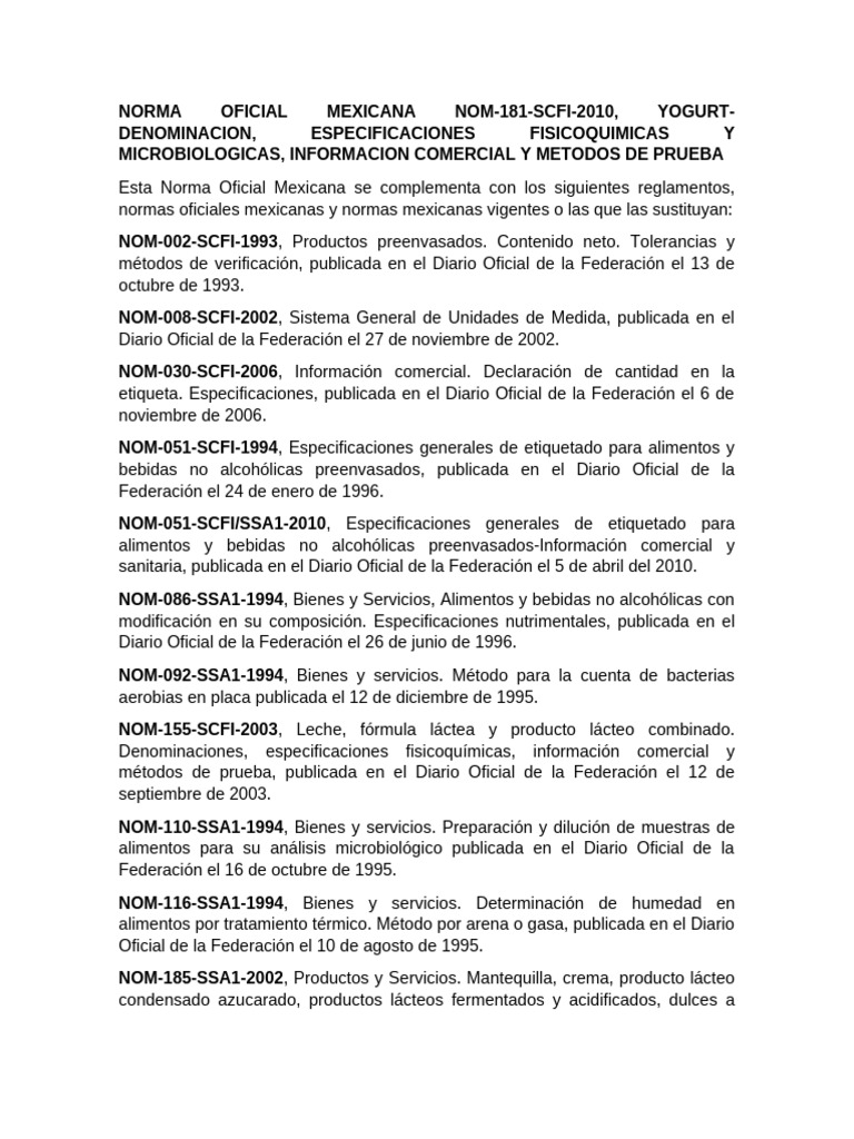 Norma Oficial Mexicana Nom | PDF | Productos lácteos | Alimentos