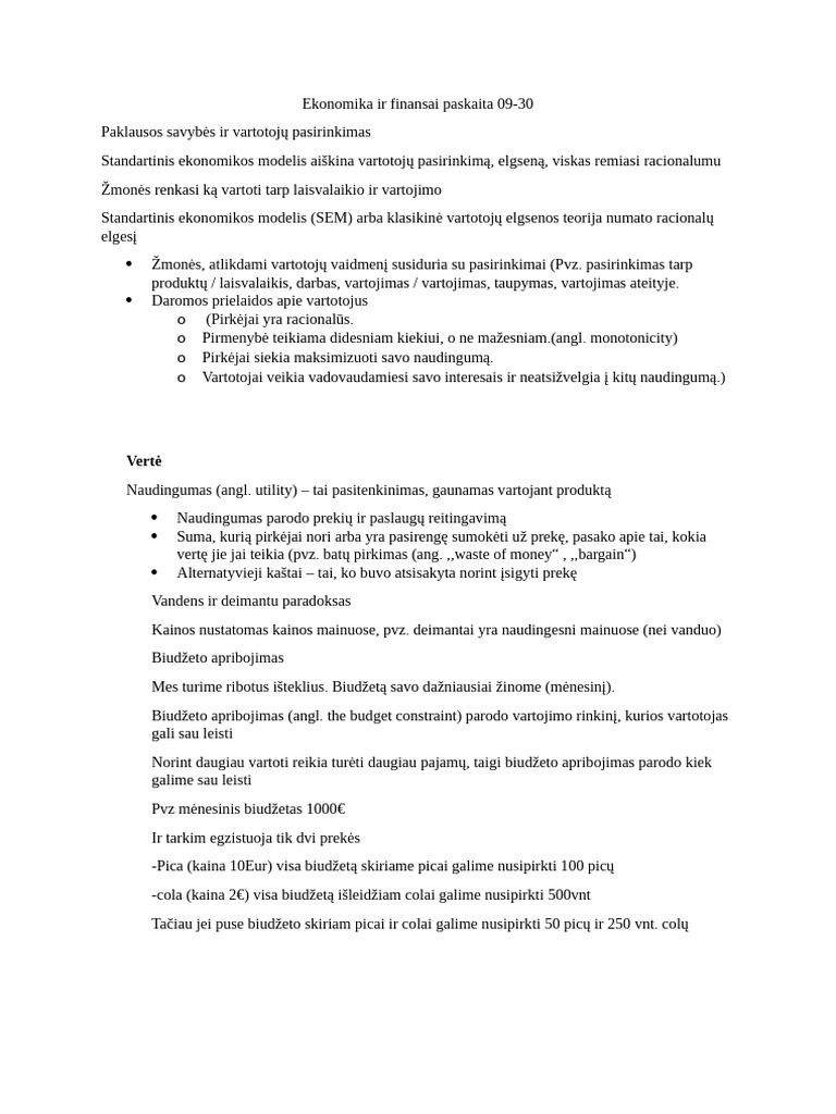 Ekonomika Ir Finansai Paskaita 09-30 | PDF