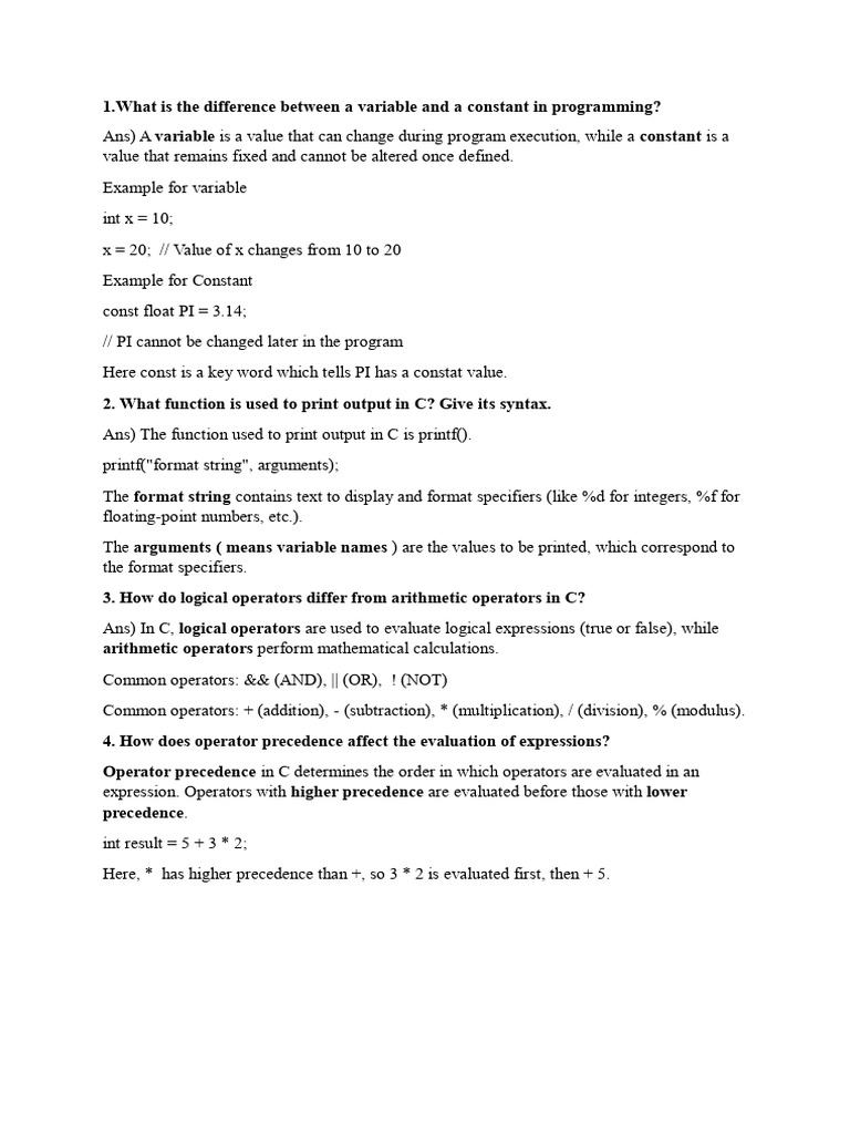 Mid-1 (QA 2024) | PDF | Integer (Computer Science) | Control Flow