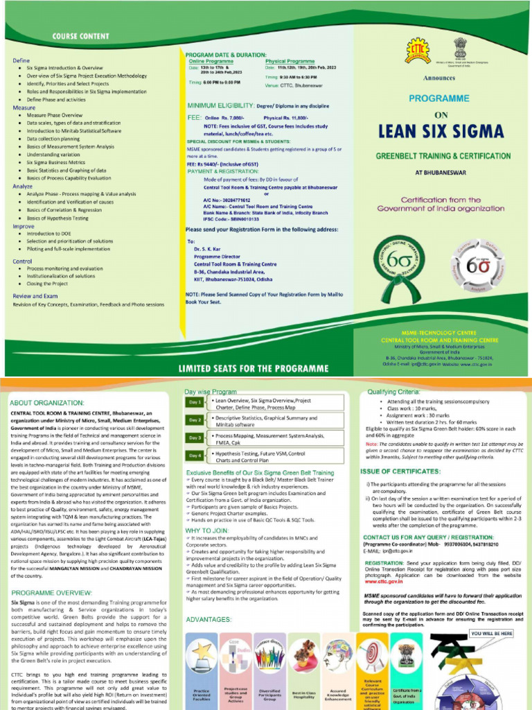 Lean Six Sigma Greenbelt Brochure | PDF