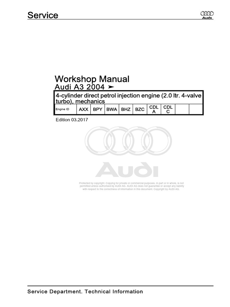 Audi A3 Workshop Manual | PDF | Rotating Machines | Engines