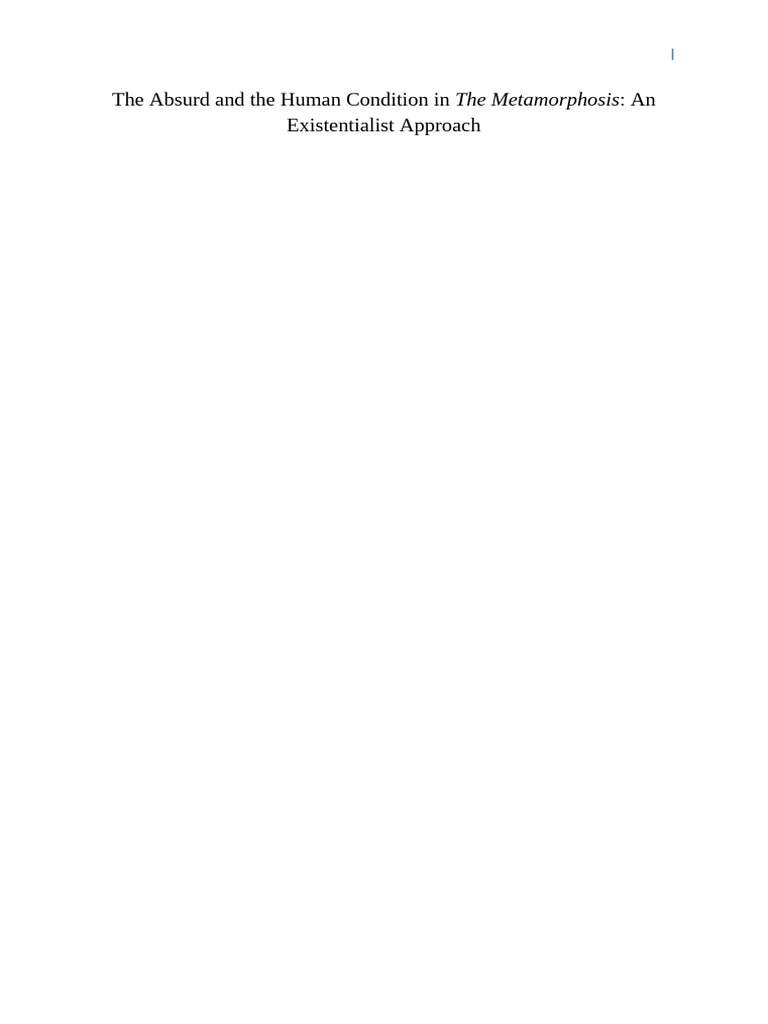 The Absurd and The Human Condition in The Metamorphosis | PDF ...
