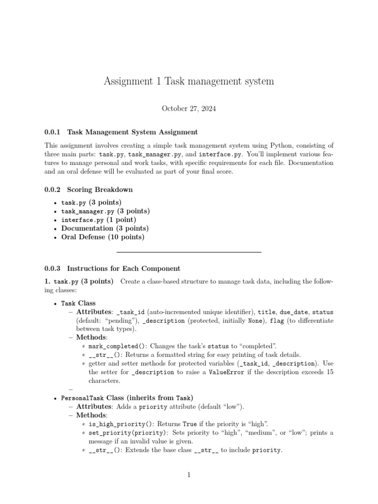 Task Management System Assignment | PDF | Computer Program | Programming