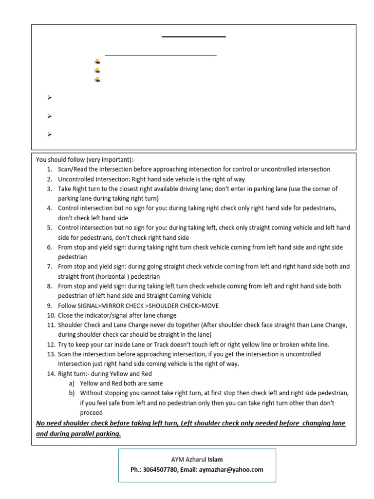 Parallel Parking & Bullet Points Updated | PDF | Intersection (Road ...