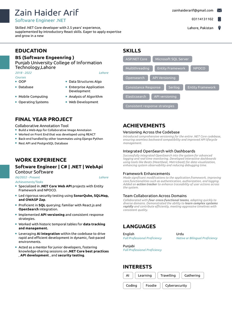 Zain Haider Arif | PDF | Software | Web Development