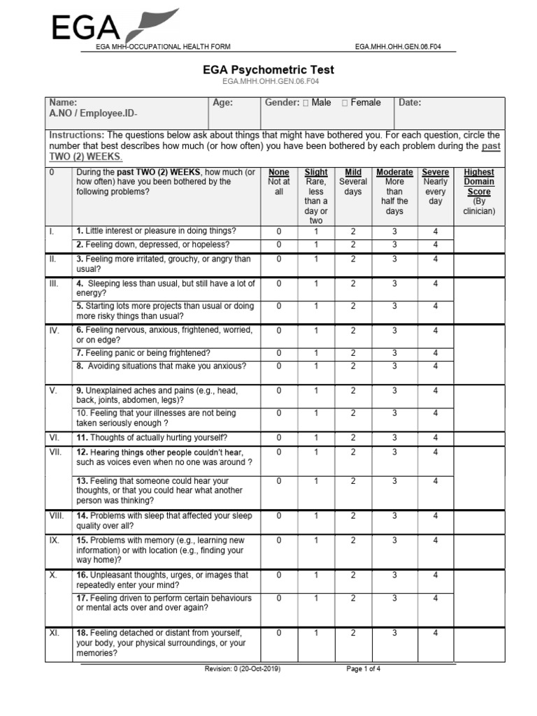 04 Psychometric Test Form | PDF | Drugs | Feeling