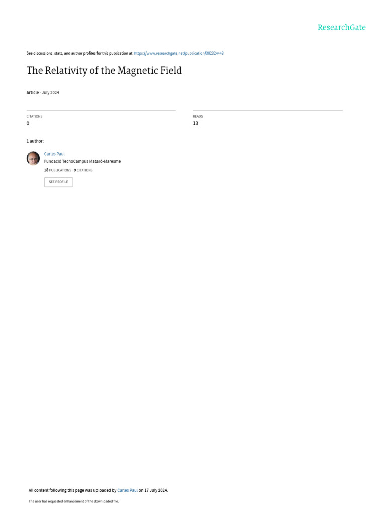 Relativity and the Magnetic Field Explained | PDF | Force | Special ...