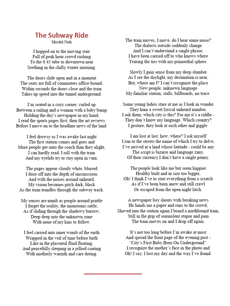 The Subway Ride | PDF | Mystery, Thriller & Crime Fiction | Poetry