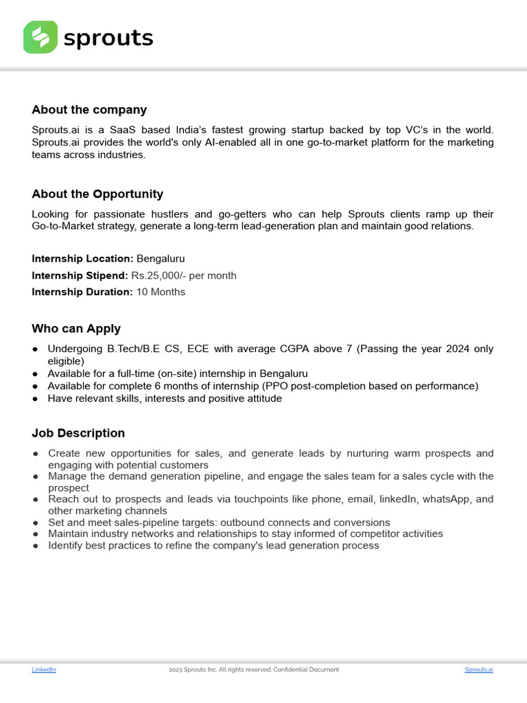 Sprouts Job Description - Acccount Based Marketing | PDF | Linked In ...