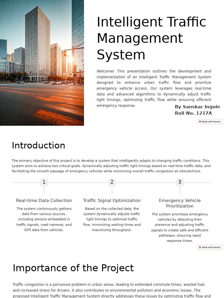 Intelligent Traffic Management System | PDF | Traffic | Traffic Light Intelligent Traffic Management System | PDF | Traffic | Traffic Light