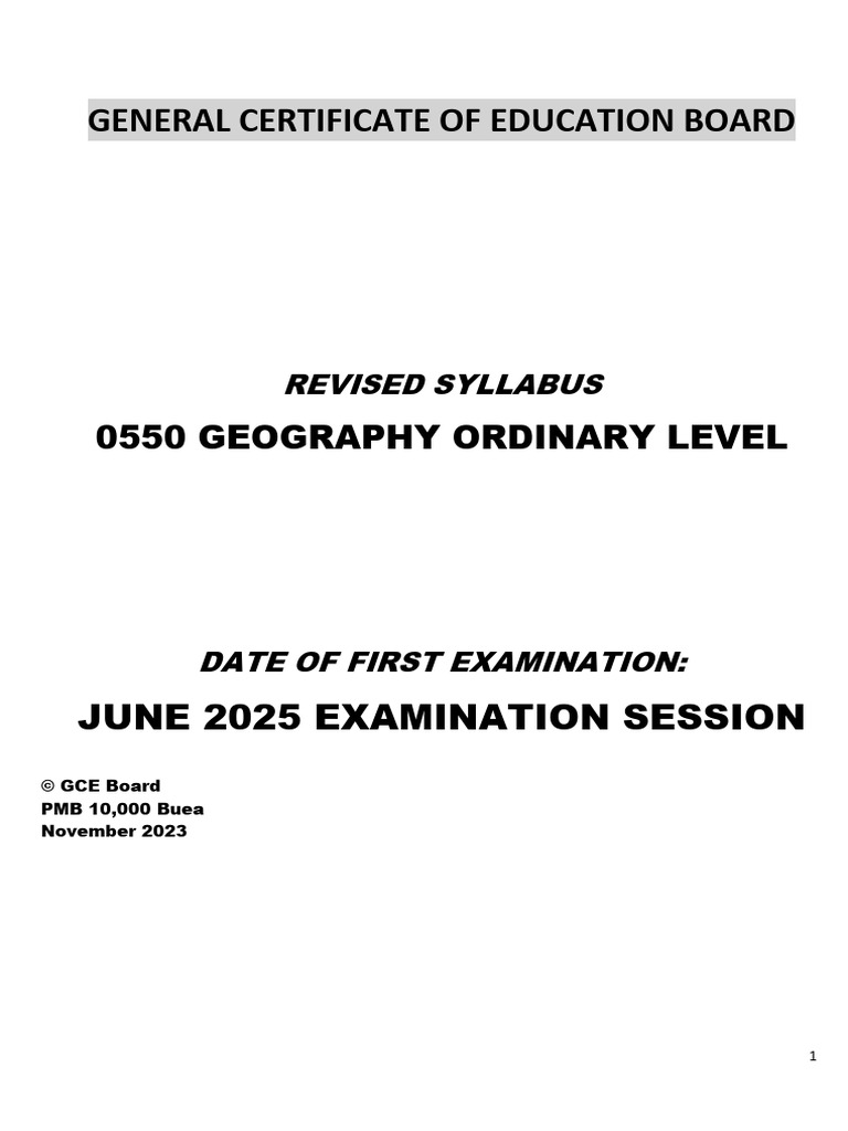 Revised O Level Geography Syllabus 2025 | PDF | Weather | Climate