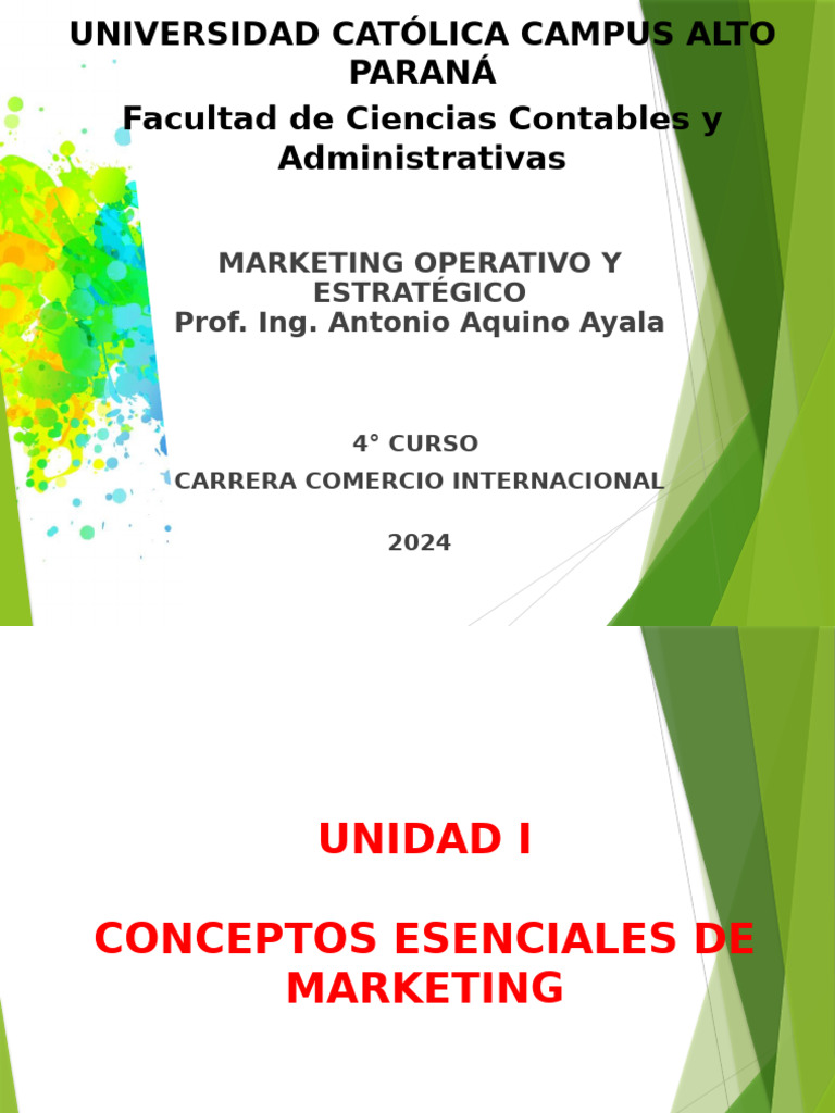 2024 Mk. Op. y Estrat. 1a. Parte | PDF | Marketing | Mercado (economía)