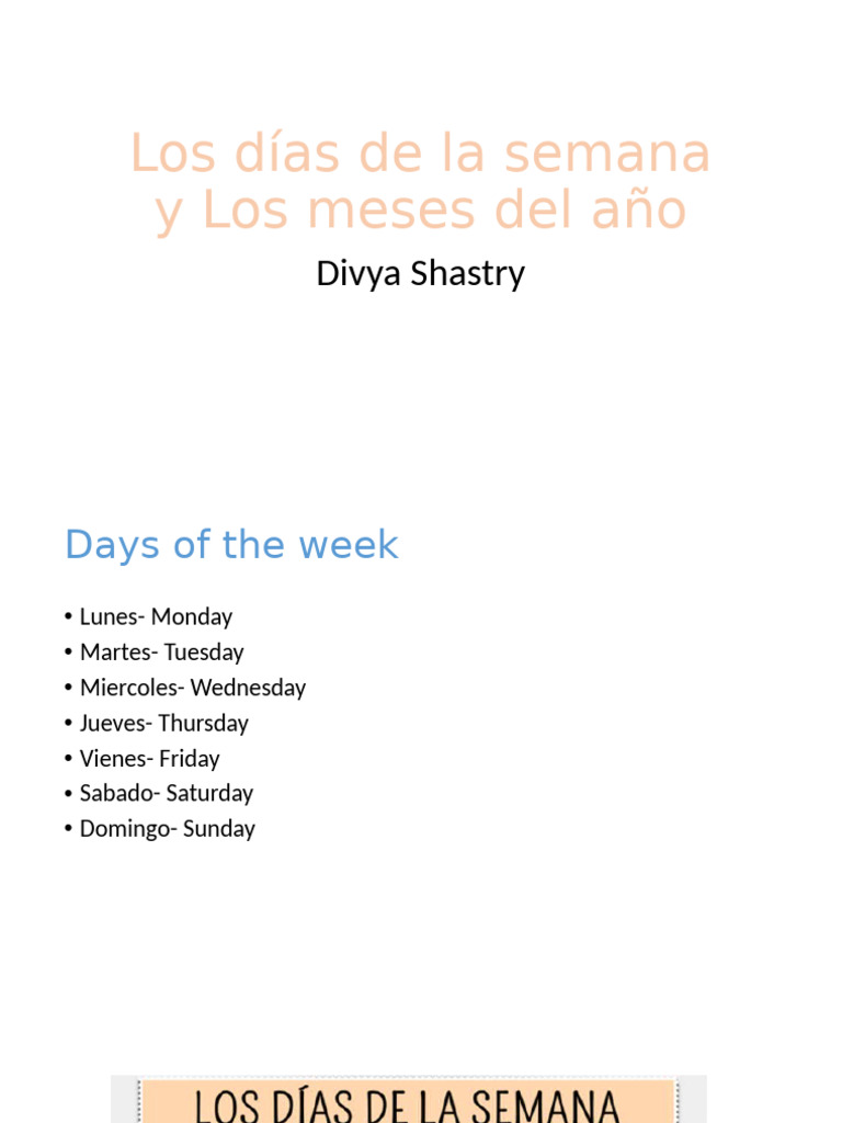 Los Días de La Semana y Los Meses Del Año | PDF