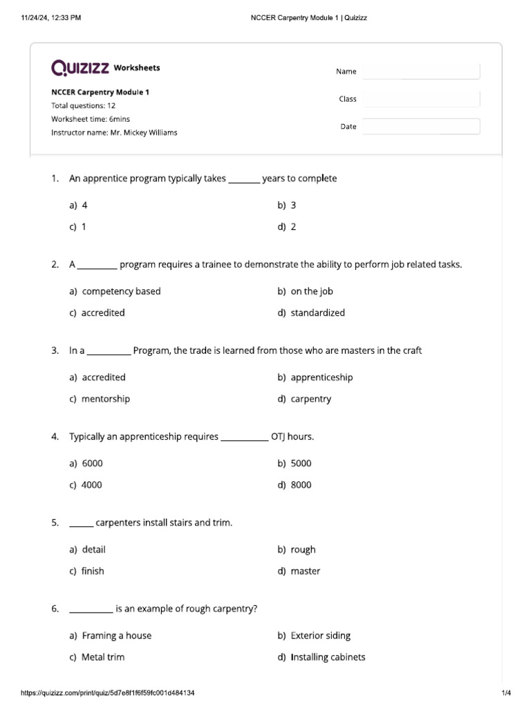 Carpentry Module 1 | PDF