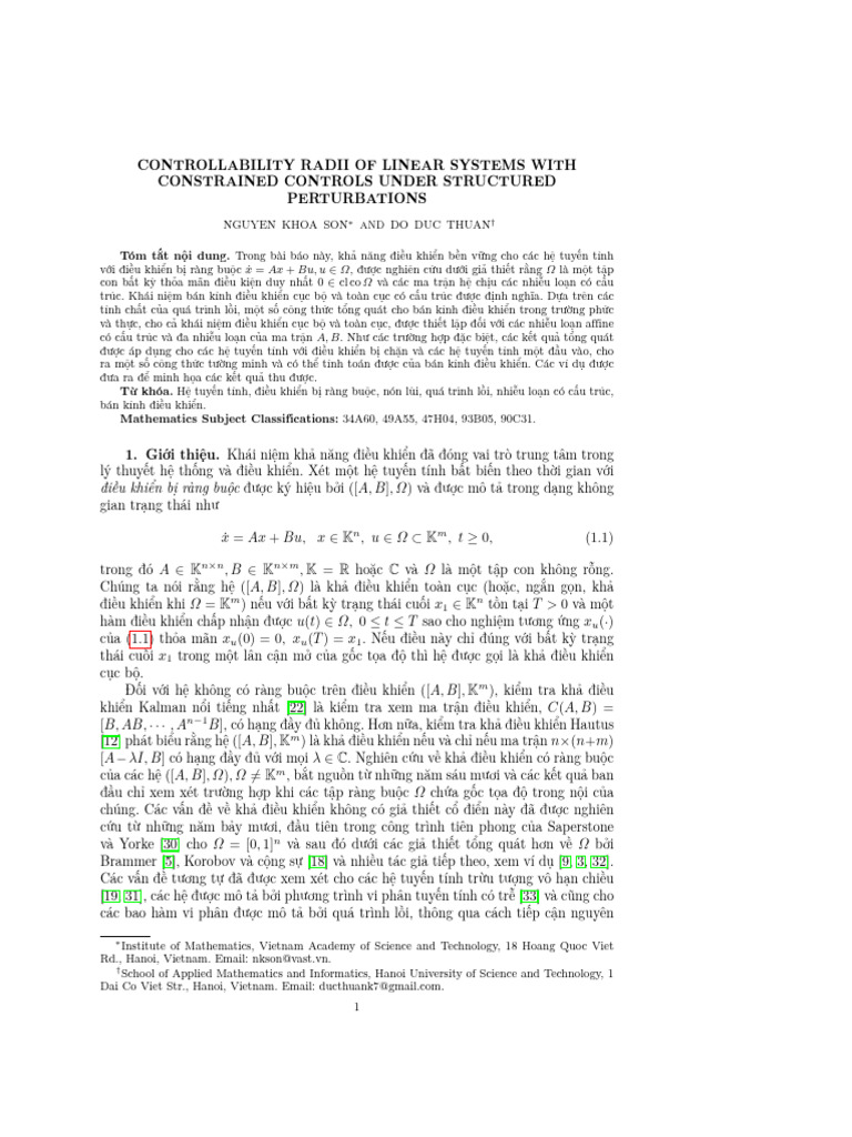 Controllability Radii of Linear Systems With Constrained Controls Under Structured Perturbations ...