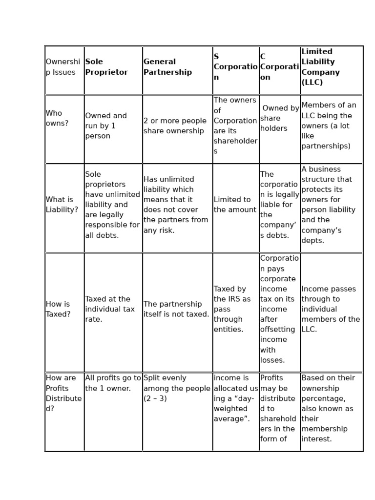 Ownership Issues | PDF | Limited Liability Company | Partnership