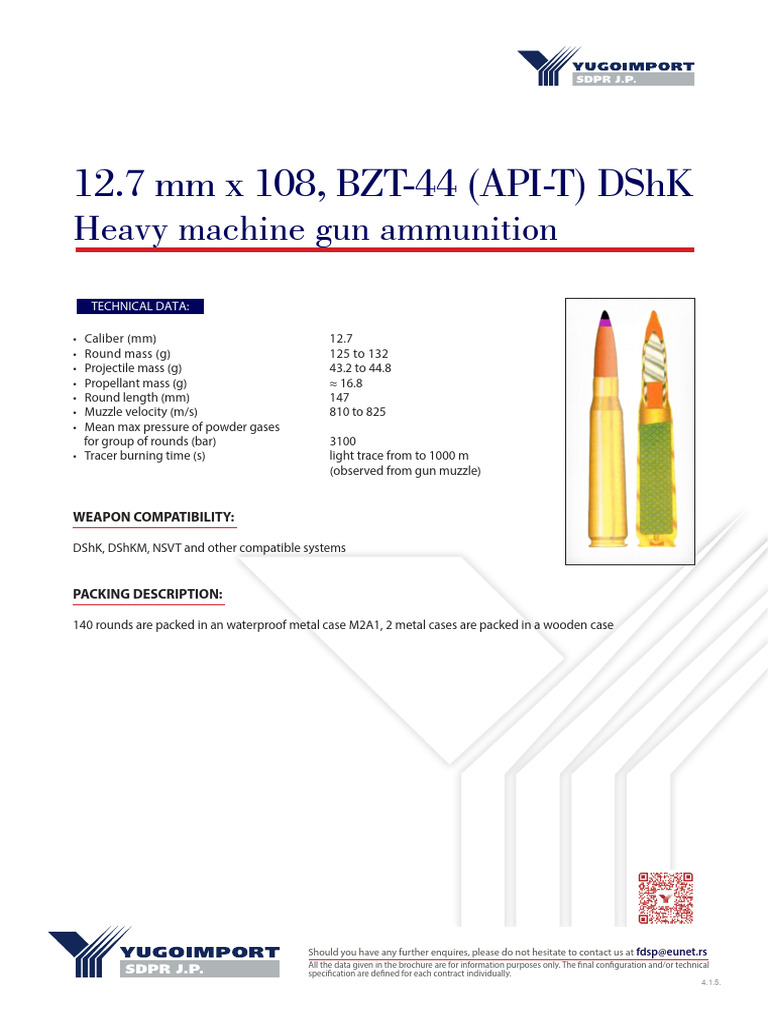 12.7mm BZT-44 Technical Data Overview | PDF