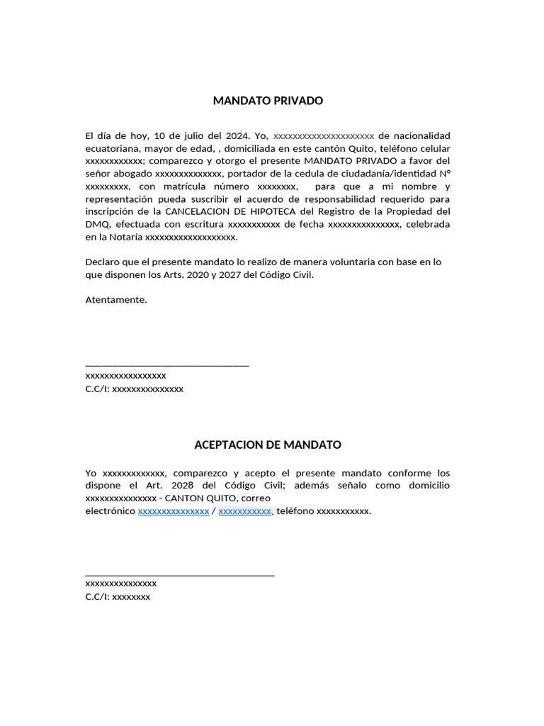 Modelo Mandato | PDF | Finanzas y dinero | Ciencias sociales