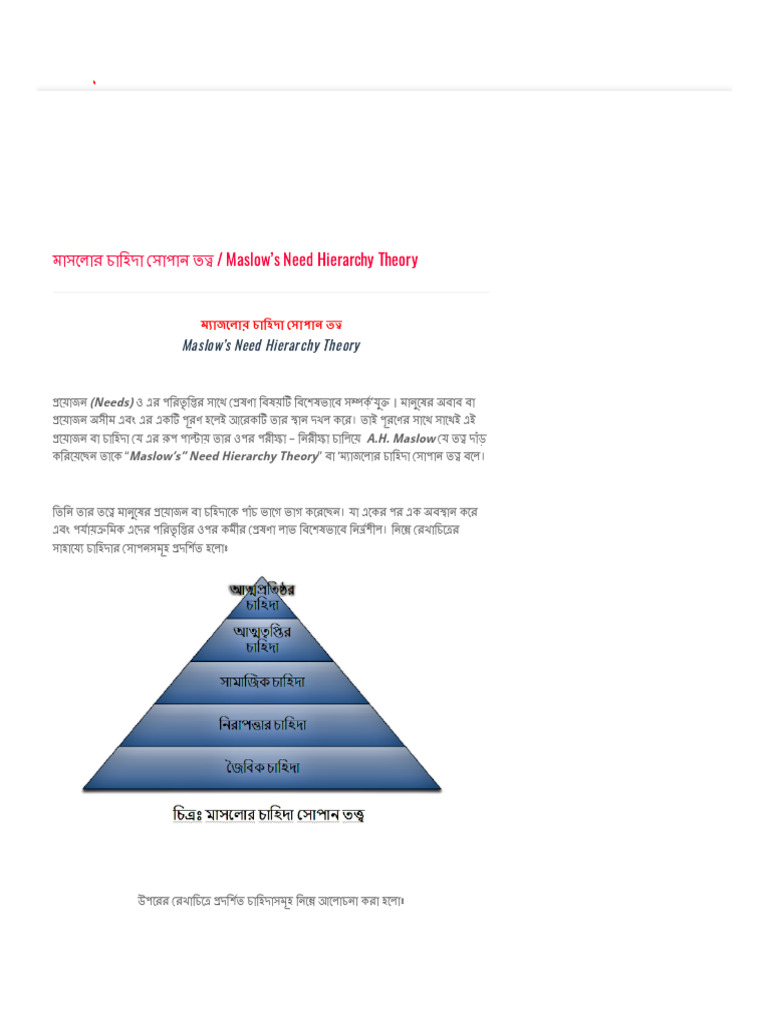 164050maslows Need Hierarchy Theory | PDF