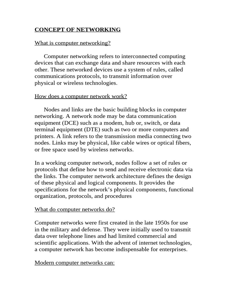Concept of Networking | PDF | Computer Network | Network Topology