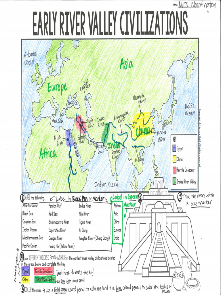Early River Valley Civilizations Map - TEACHER | PDF