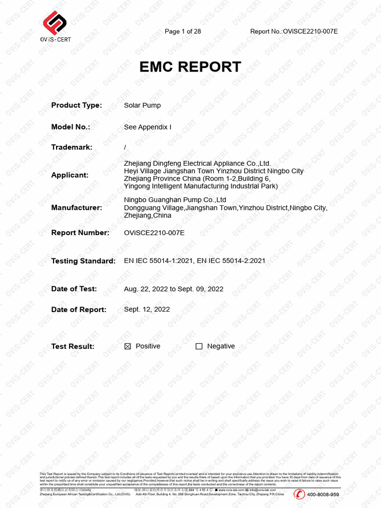EMC报告 OViSCE2210-007E SUNMAX SOLAR | PDF | Antenna (Radio ...