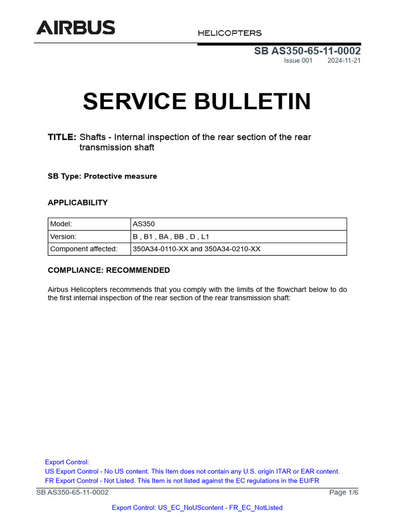 AS350 Rear Transmission Shaft Inspection | PDF | Aviation