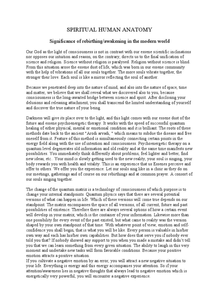 Spiritual Human Anatomy | PDF | Reality | Light