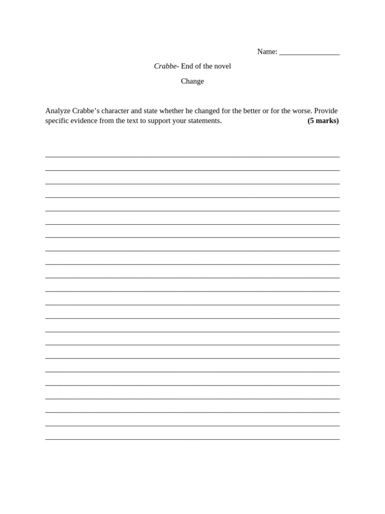 Crabbe Change Written Response | PDF | Language Arts & Discipline ...