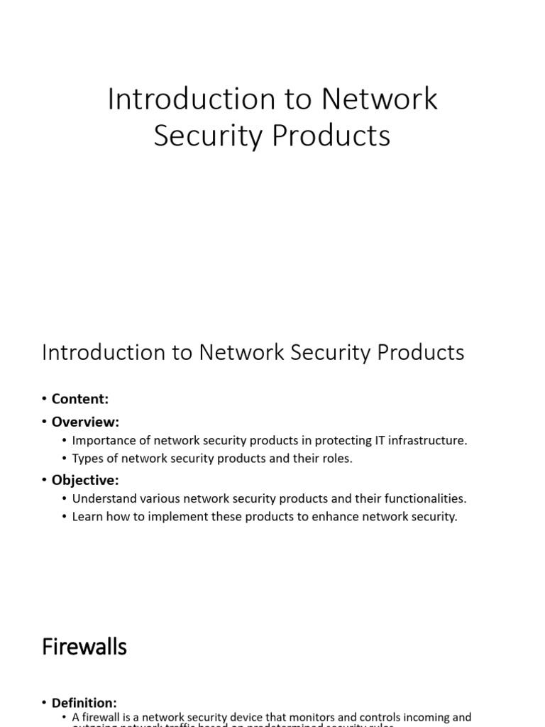 Introduction To Network Security Products | PDF | Firewall (Computing ...